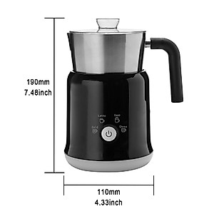 Aayujup Electric Milk Frother Steamer：4 In 1 Milk Frother Detachable Hot Chocolate Maker Cold Foam Maker Coffee Warmer Milk Steamer And Frother For Latte (Black Detachable frother)