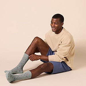 Amazon Essentials Mens Comfortable Patterned Dress Socks, 5 Pairs, Black/Burgundy/Dark Grey/Grey/Stripe, Size 8-12