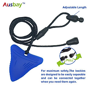 Ausbay Sensory Chew Necklaces, Silicone Shark Tooth Pendant Chewable Jewelry for Boys, Girls, Kids, Adults with Anxiety, SPD, ADHD, Teething, Autism, and Oral Motor Needs(3 Pack)