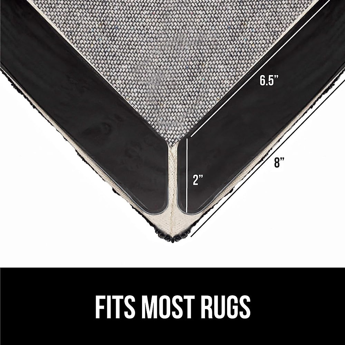Gorilla Grip 8 Pack Rug Grippers, Corners and Sides, No Curl Corners or Side Bunch, Dual Sided Soft Flexible Pad Grips Floor Under Area Rugs Reusable Gripper Hold Carpet in Place Hardwood Floors Pads
