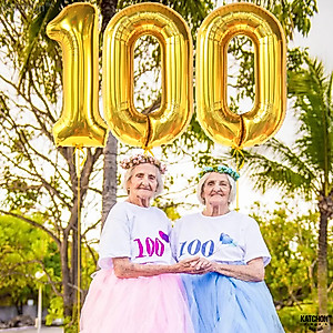 KatchOn, Gold 100 Balloon Number - 40 Inch | Gold 100 Balloons, 100th Birthday Decorations | 100K Balloons for Social Media | 100th Birthday Balloons | Gold 100 Birthday Party Supplies