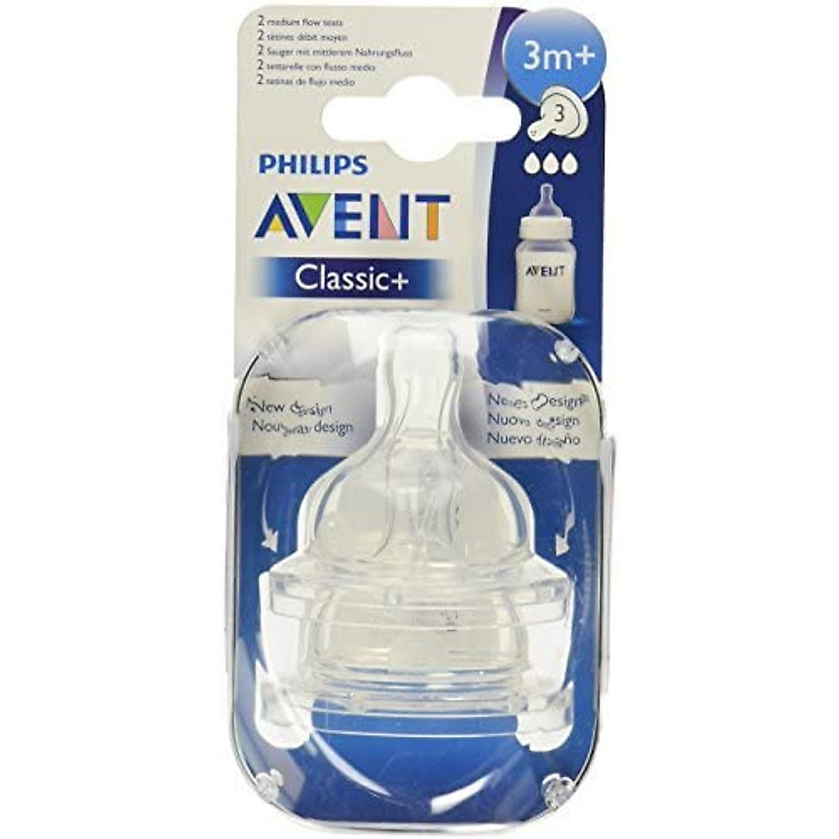 Philips AVENT BPA Free Classic Medium Flow Nipple, 2-Pack