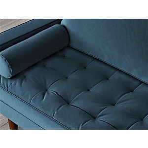 Container Furniture Direct S5456 Mid Century Modern Velvet Upholstered Tufted Living Room Sofa, 69.68", Prussian Blue