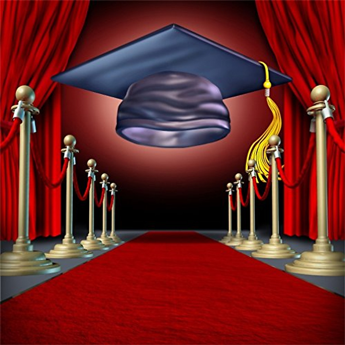 CSFOTO 5x5ft Graduation Background 2022 for Photoshoot Congrats Backdrop Banner Congratulations Red Backdrop Red Carpet Graduation Backdrop Award Degree College Student Graduation Party Backdrop