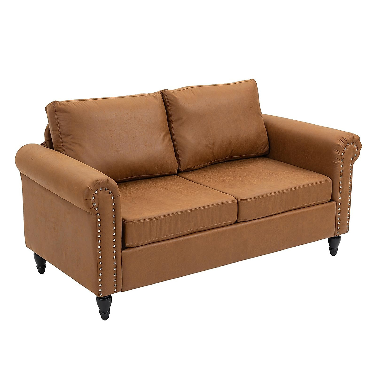 J.C.UP 60’’ Loveseat Sofa Couch，Love Seat for Small Spaces, Upholstered 2 Seat Sofa Couches, Small Sofas with Solid Wood Legs Suitable for Living Room, Bedroom, Apartment