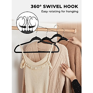 SMARTOR Plastic Hangers 50 Pack, Heavy Duty Plastic Hangers for Clothes - Non-Velvet Slim Hangers with 360° Swivel Hook & Clothes Thin Hangers - Durable Coat Hangers, Space Saving Hangers - Black