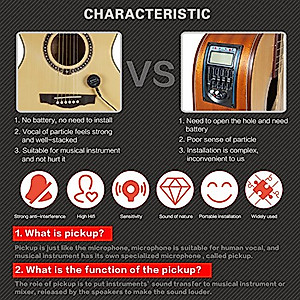 SUNYIN Acoustic Guitar Pickup,Piezo Transducer Contact Microphone Self-adhesive Easily AMP UP for Acoustic Classical Violin Ukulele Mandolin Banjo Cello Kalimba Drum (Black)