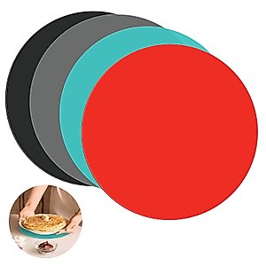 WIOR Silicone Microwave Mat, 4 PCs Round Non-Stick Heat Resistant Baking Mat Set, BPA-Free Multipurpose Turntable Oven Mat Hot Pad Pot Holder for Home Kitchen Restaurant Dining Table Trivet - 12 Inch