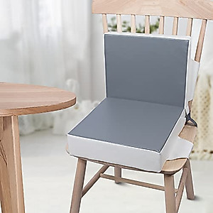 Kalawen Toddler Booster Seat Cushion upgrade, PU Washable 2 Straps Safety Buckle Kids Booster Seat for Dining Table, Portable Travel Increasing Cushion for Chair