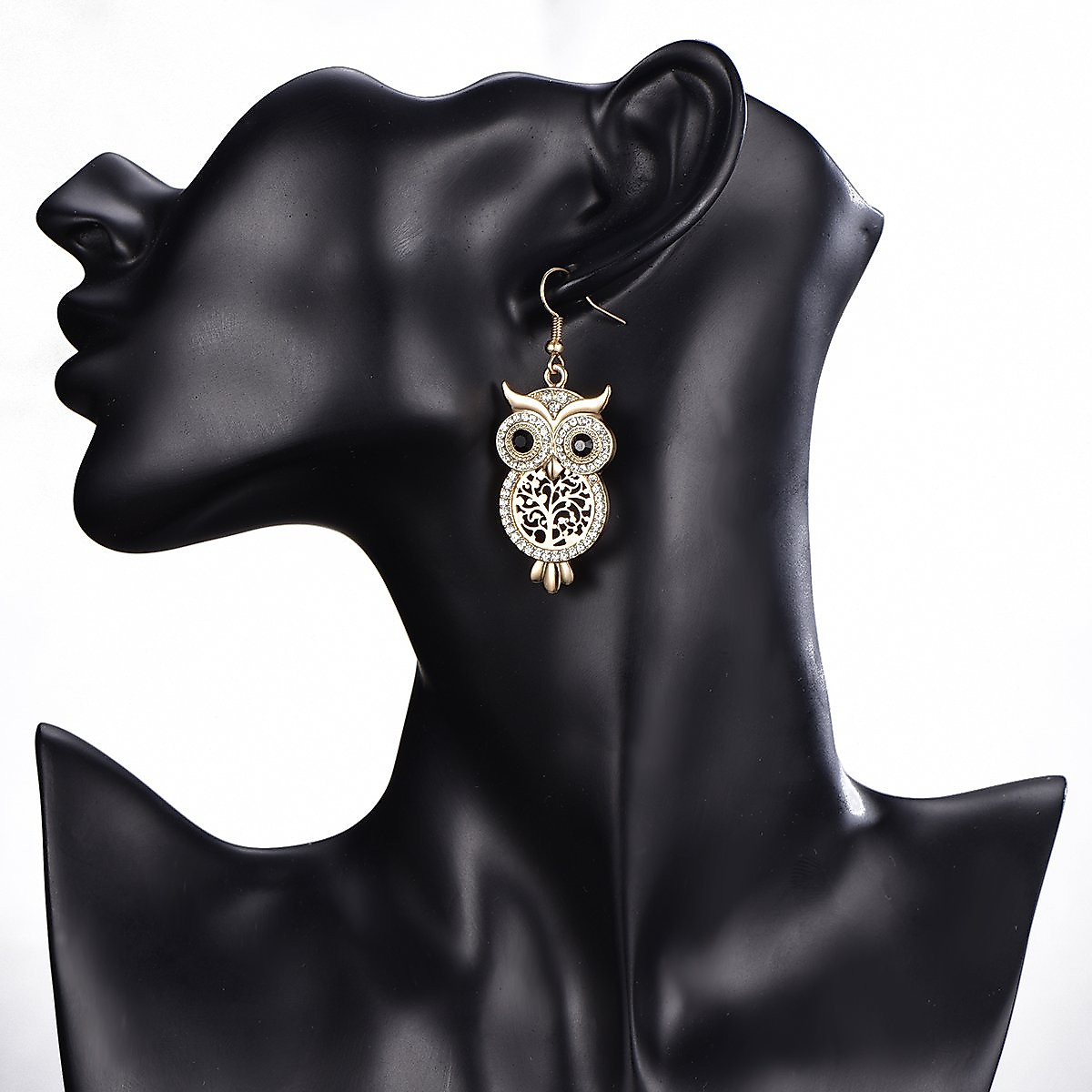 Cute Owl Drop Earrings with CZ Crystal for Women Girls - Clear Diamante Animal Dangle Earring, Anti-allergy Statement Costume Jewelry