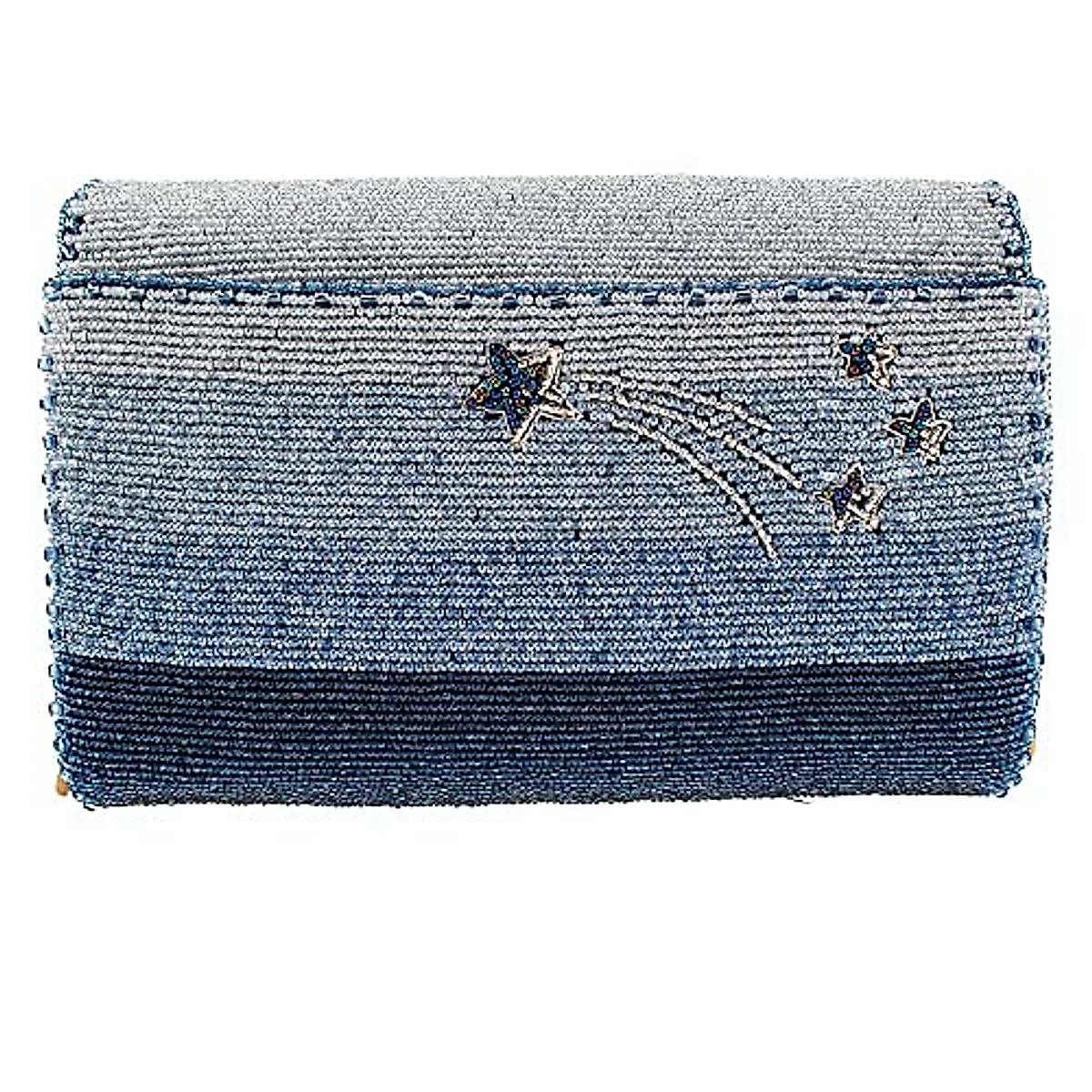 Mary Frances Solar System Beaded Sun and Moon Crossbody Clutch Handbag, Blue