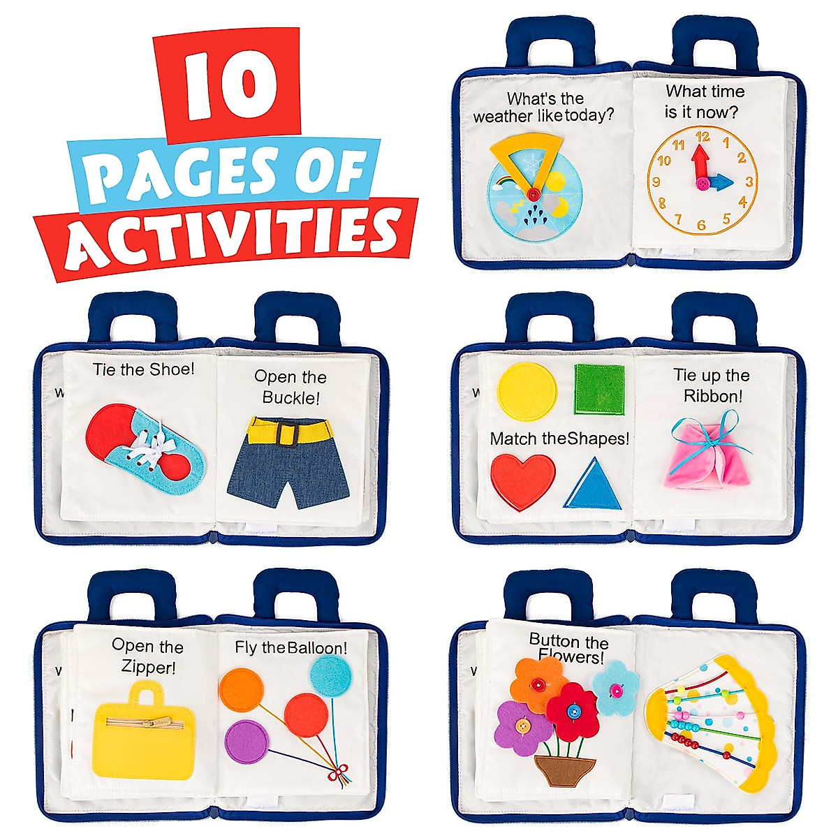 UNIH Quiet Book for Toddlers,Soft Activity Book Toddler Travel Toys Educational Montessori Busy Book for 1 2 3 Year Old Toddlers Boy Girl