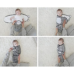 BaeBae Goods Swaddle Blanket, Adjustable Infant Baby Swaddling Wrap Set of 4, Baby Swaddling Wrap Blankets for Boys and Girls Made in Soft Cotton (0-3 Months, Black/Grey Triangles)