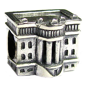 Queenberry Sterling Silver America White House European Style Bead Charm
