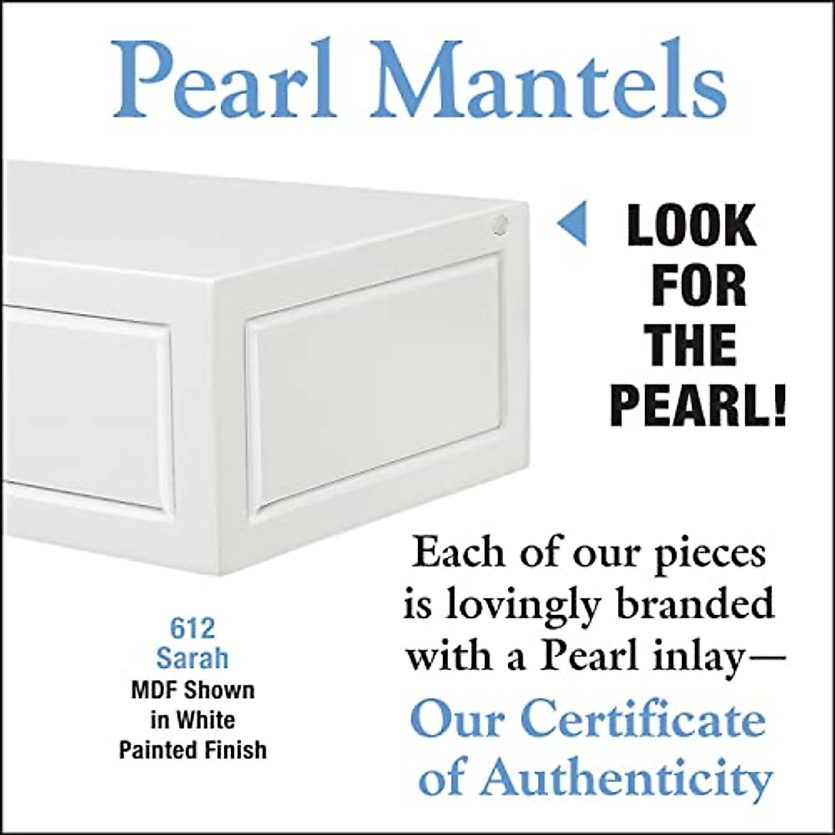 Pearl Mantels Sarah Fireplace Mantel Shelf MDF, 60", White Paint