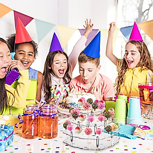 WUWEOT 2 Pack Cake Pop Display Stand, 72 Hole Lollipop Sticks Holder, 4 Tier Acrylic Clear Candy Shelf for Weddings, Baby Showers, Birthday Parties, Anniversaries, Halloween, Christmas, Candy