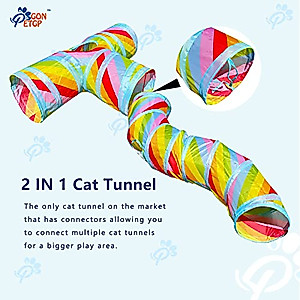 Cat Tunnel for Indoor Cats Large 2 in 1, with Play Ball S-Shape 3 Way Colorful Collapsible Interactive Peek Hole Pet Tube Toys, Puppy, Kitty, Kitten, Rabbit