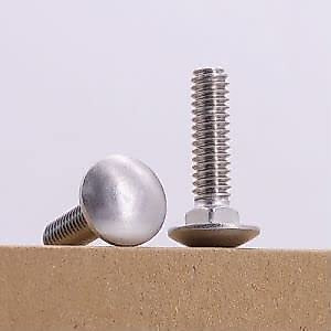 (6 Sets) 3/8"-16 x 3 Carriage Bolt with Hex Nuts and Flat Washers SAE, Round Head Square Neck Bolts, 304 Stainless Steel 18-8, Full Thread UNC