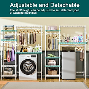 Ulif U7 Over the Washer and Dryer Storage, Laundry Room Heavy-Duty Space Saver with 6 Shelves and 2 Hanger Rods, Laundry Clothes Drying Rack and Toiletries Organizer, 47.2”W x 13.4”D x 77.4”H, White