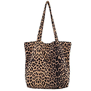 Leopard Tote Bag Women's Vintage Suedette Material Cheetah Printing Shoulder Bag Large Casual Slouchy Travel Bag