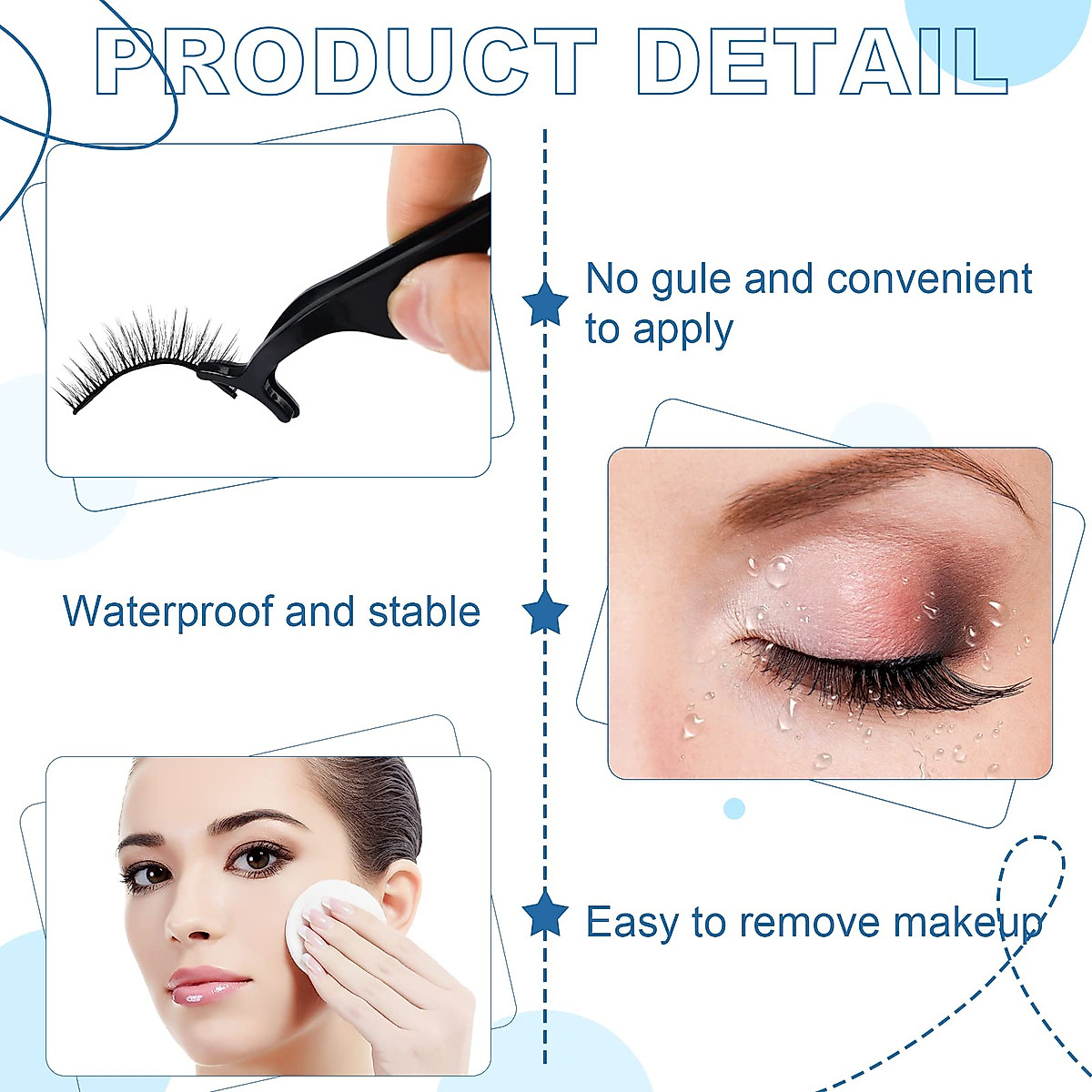 32 Pairs Self Adhesive Eyelashes with Tweezers, Reusable Adhesive False Eyelashes No Glue Natural Look Fake Eyelashes Waterproof Pre Glued Eyelashes Bulk for Women Girls Gift