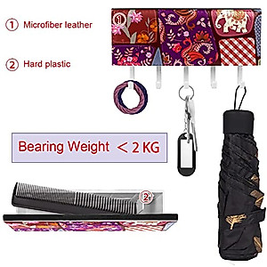 Ethnic Patchwork Elephant Floral Rack Organizer with 5 Hooks Wall Bathroom Kitchen Shelf Rack Multifunctional Storage Shelf