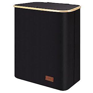 145L XXX-Large Laundry Hamper with Lid – DOFASAYI Foldable Laundry basket with Bamboo Handles, Grey Dirty Clothes Hamper for Bathroom, Bedroom, Room, Closet, Hampers for Laundry, Toys, Clothing, Black