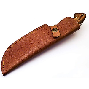 Rare Custom Blood Grooved Damascus Tracker Survival Knife Skinning Knife Hunting Knife Outdoor Knife Camping Knife | Full Tang Handle with Free Genuine Leather Sheath (TR-80)