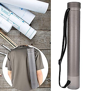 Buachois Painting Tube Plastic Circular Poster Documents Drawing Storage Tube Telescopic Matte Texture Waterproof Art Supplies with Carrying Strap(#2)