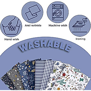 Aubliss 8pcs Fat Quarter Fabric Bundles 19.6'' x 19.6''(50cm x 50cm) Cotton Craft Fabric Pre-Cut Squares Sheets for Patchwork Sewing Quilting Fabric(Checked/Striped/Floral)