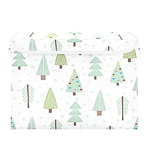 xigua Cute Christmas Tree Storage Bins with Lids Foldable Large Cube Storage Boxes with Handles for Home Bedroom Closet Office (16.5x12.6x11.8 in)#1