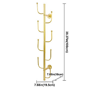 ZHANYUN Modern Wall Mounted Coat Rack - Space-Saving Hat Tree with 8/11 Hooks - Stylish Metal Wall Clothes Purse Rack - Easy Installation for Living Room, Entryway, Bedroom, Office (Gold-U)