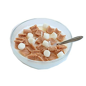 EXIGENT Cereal Bowl Candle Home Decor Metal Spoon Scented (Cinnamon)