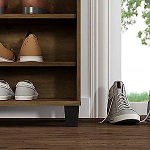 Galano 16 Pair Lucca 2 Door Shoe Storage Cabinet with Open Shelf and Doors – Shoe Rack - Shoe Storage Entryway – Shoe Organizer for Home and Office - Knotty Oak