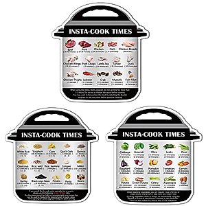 Magnetic Cheat Sheet for Instant Pot Decals Instapot Colored Textual Description and Food Images Cooking Times, 3 Pieces