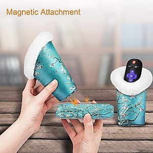 Fintie Plush Lined Double Eyeglasses Holder with Magnetic Base- Anti-scratch Premium Vegan Leather Glasses Stand Case, Blossom