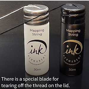 Ink Permanent White Brow Mapping String [100 Ft Bottles - 30 m] Pre-Inked Mapping String for Permanent Makeup and Microblading Supplies | Brow Mapping Kit | Mapping String for Brow Mapping (White)
