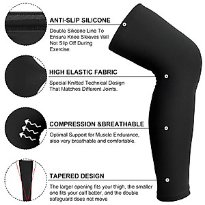 Sosation 8 Pcs Knee Brace Undersleeve Knee Sleeve for Under Brace Closed Patella Knee Compression Sleeve Breathable Leg Sleeves for Men Women Thigh Shin Knee Support for Sports Protector (Large)