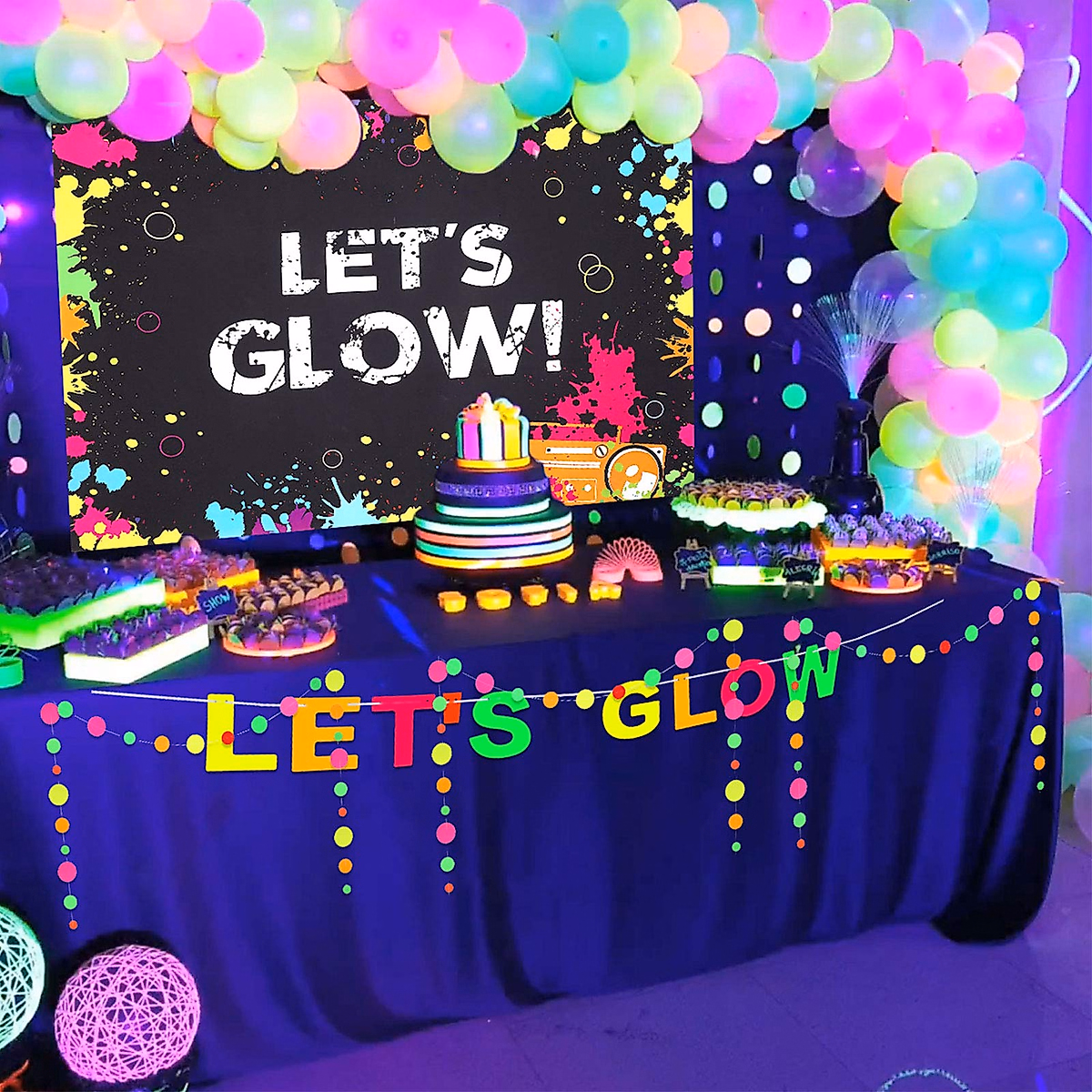 150 Pieces UV Neon Balloons, 12 Inch Blacklight Glow Party Balloons 5 Colors Neon Fluorescent Balloons for Blacklight Party, Birthday, Wedding Supplies