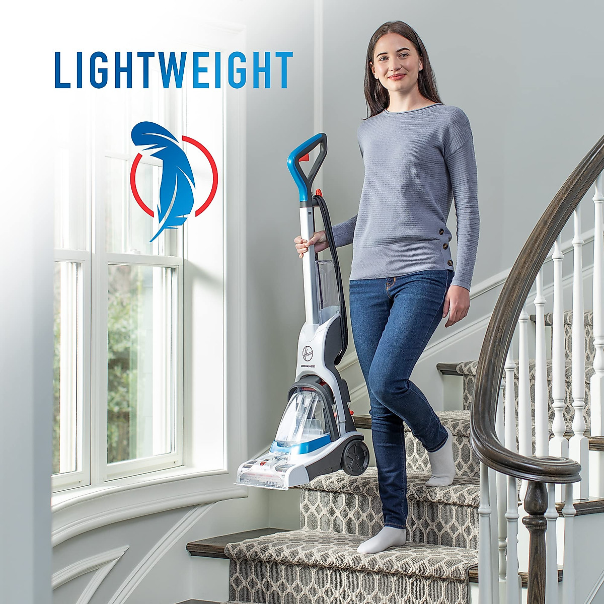 Hoover PowerDash Pet Compact Carpet Cleaner, Shampooer Machine, Lightweight, with Storage Mat, FH50750, Blue