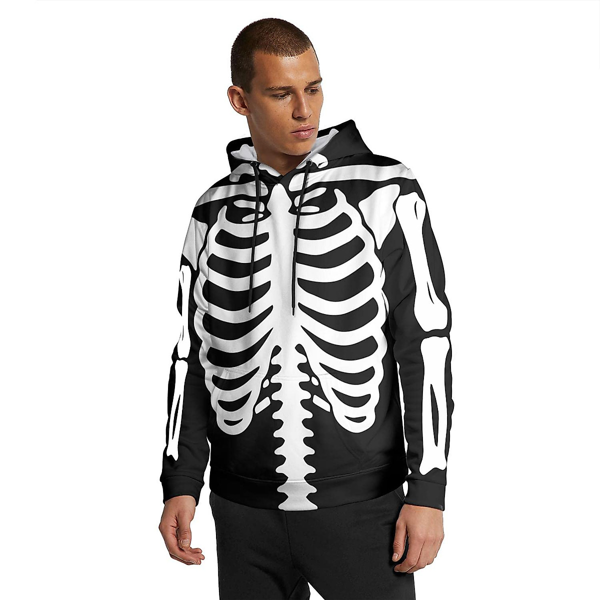 zingyone Skeleton Hoodie Cosplay Unisex Novelty 3D Printed Graphics Hoodies Cool Realistic with Designs Pullover Sweatshirts