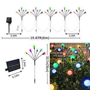 Foreimie 5 Pack Solar Firefly Lights Outdoor Waterproof,Solar Starburst Swaying Lights,2 Modes,30-LED Solar Garden Lights,Christmas Decorative Stake Pathway Lights Landscape Lights (Multicolour)