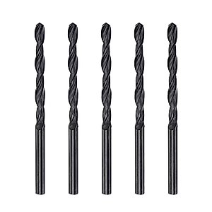 uxcell 6542 High Speed Steel Straight Shank Twist Jobber Drill Bit, Fully Ground Black Oxide Drill Bits 4.3mm Drill Diameter 75mm Total Length 5 Pcs