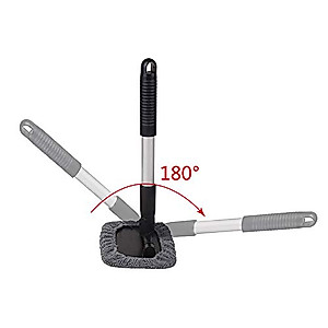 REENFAYA Windshield Cleaner Window Windshield Cleaning Tool with Extendable Handle and Washable Reusable Microfiber Cloth Auto Interior Exterior Glass Wiper Car Glass Cleaner Kit-2 Pack