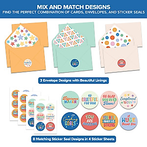 Decorably 24 Pack Gold-Foiled Employee Appreciation Cards with Envelopes & Stickers - 8 Designs Blank Inside Employee Appreciation Card, 6x4in Employee Thank You Cards for Employees Appreciation