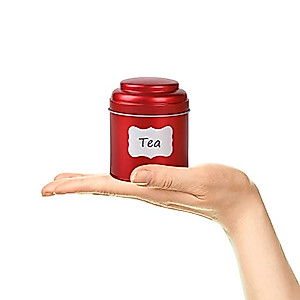 Fvstar 6pcs Loose Leaf Tea Canister with Airtight Double Lids,8 OZ Round Tin Can Box,Mini Kitchen Canisters Containers for Tea,Coffee,Sugar,Loose Leaf,Candy,Herbs and Spices Storage (Red)