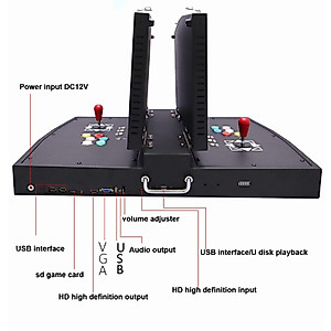 RSTJ-Wjf Multifunction Arcade Game Machine with 18.5 Inch Double Monitor, HD Video Game Console with 8000+ Games Support HDMI VGA Output, 2~4 Players Online Game