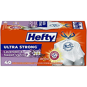 Hefty Ultra Strong Tall Kitchen Trash Bags, Lavender & Sweet Vanilla Scent, 13 Gallon, 40 Count