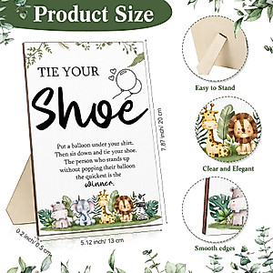 Roowest 51 Pcs Tie Your Shoe Baby Shower Game Woodland Safari Baby Shower Sign 50 Baby Latex Balloons Gender Reveal Party Favors Jungle Baby Shower Games for Boys Girls(Blue)