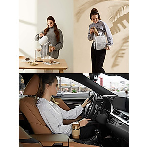 Insulated Coffee Travel Mug Double Wall Leak-Proof Thermos Vacuum Reusable Stainless Steel Tumbler, 15 oz, Brown